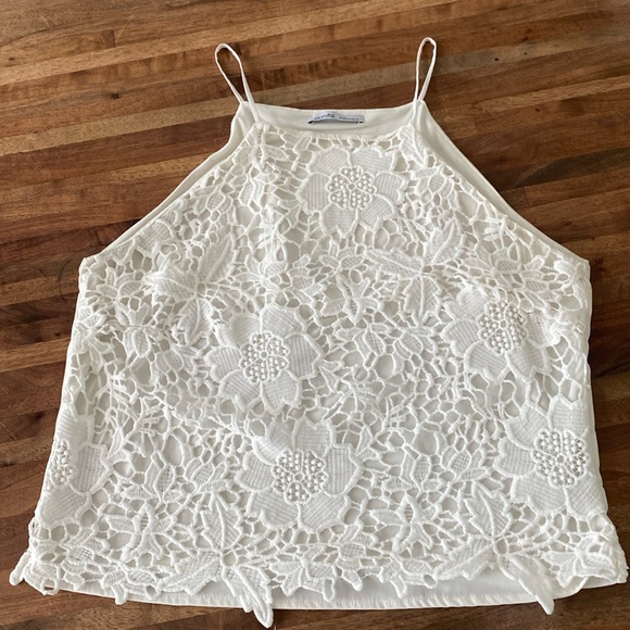 Zara | Tops | Zara White Lace Tank Size Large | Poshmark